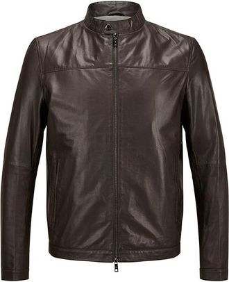 Milestone Herren Lederjacke braun Lammnappa unifarben