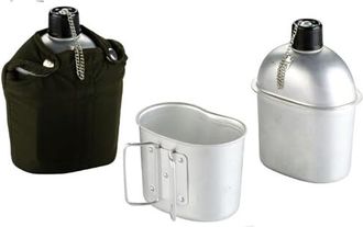 Ibili Water Bottle Set 1 l of Aluminium, Silver/Green, 13 x 8 x 18 cm