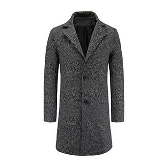 Generic Manteaux Homme,Manteau d&eacute;contract&eacute; pour hommes analyse d&eacute;taill&eacute;e et veste &agrave; boutonni&egrave;re solide avec col rabattu longueur standard pour un style modern