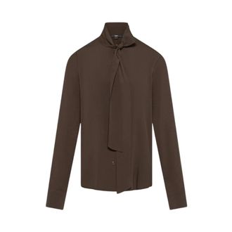 Seventy Jersey- und Cr&ecirc;pe-Bluse - - Blouses & Shirts - Damen - Braun - S