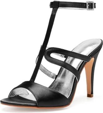 Generic Chaussure De Mariée Femmes Talons Hauts Élégante Stylet Talons Sandales Heels Chaussure Mariage Dress Fête 10.5Cm,Noir,36 EU