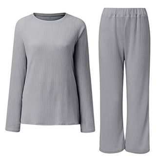 Generic Ensemble Jogging Femme Styl&eacute; Tricot Ensemble Hiver Femme 2 Pi&egrave;ces Oversize D&eacute;contract&eacute;e Randonn&eacute;e Sportswear &Agrave; Manches Longues Haut + Running Pantalon