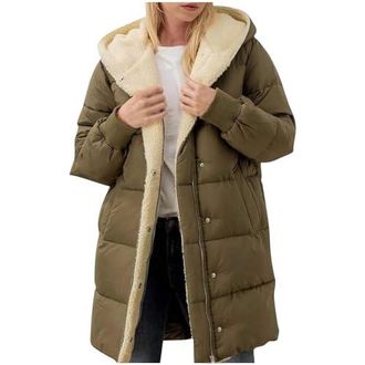 Generic Manteaux dhiver pour femme - Doubl&eacute;s en polaire Sherpa - Parka &agrave; manches longues avec capuche, vert militaire, XXL