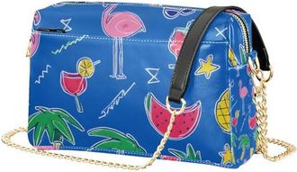 Mnsruu Sacs à bandoulière pour femme, sac à main en cuir motif flamant rose pastèque