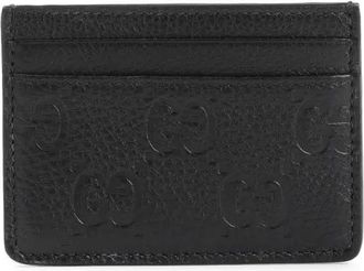 Gucci Portemonnaie - Textured Leather Wallet With Embossed Logo Detail - Gr. unisize - in Schwarz - für Damen