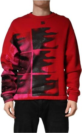Dolce & Gabbana Homme, Sweatshirts et sweats &agrave; capuche, Multicolore, Taille: S Pull molletonn&eacute; ras du cou graphique