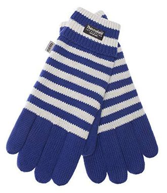 Eem Fashion EEM gants tricotés pour hommes FAN avec doublure thermique Thinsulate, matière tricotée 100% coton, football; bleu-blanc, XL