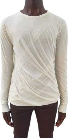 Rick Owens Homme, Tops, Blanc, Taille: S T-shirt Double Manches Longues