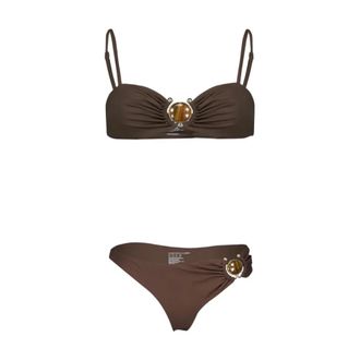 CHRISTOPHER ESBER Mineral Stone Side Ruched High Brief - - Swimwear - Damen - Braun - 2XS