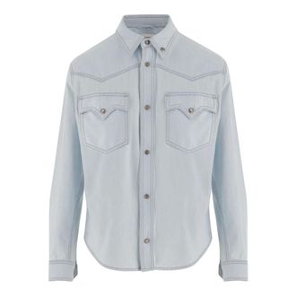 Versace Femme, Chemises, Bleu, Taille: 40 FR Chemise en Chambray Denim