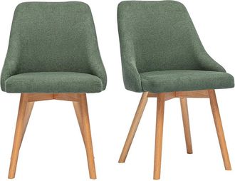 Miliboo Skandinavische St&uuml;hle aus Chenille-Stoff in Khaki-Gr&uuml;n und hellem Holz (2 St&uuml;ck) Hasta