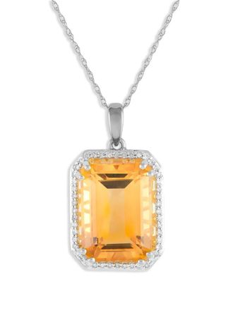 Luxury Bazaar collier en or blanc 14ct serti de citrine et de diamants - Argent