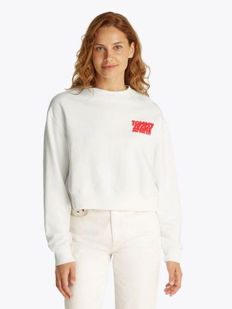 Tommy Jeans Sweatshirt TJW RLX CRP TJ BUBBLE CREW mit gro&szlig;em Logodruck auf dem R&uuml;cken