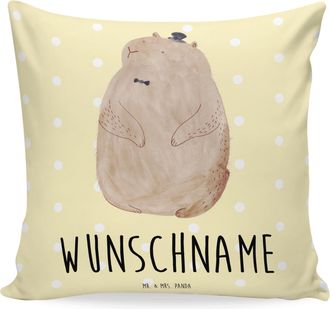 Mr. & Mrs. Panda Kopfkissen Murmeltier - Personalisierte Geschenke, Respekt, Fröhlichkeit, Knigge, Bedrucken, Name, Wunschname, Kissen, Lustige Sprüche, Personalisiert