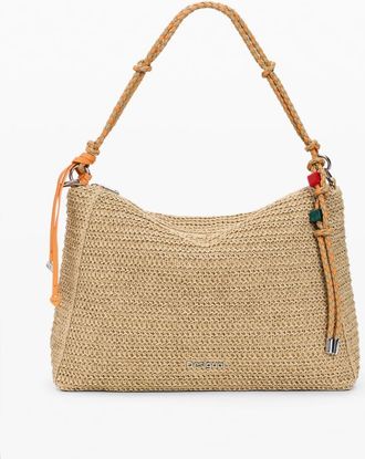 Desigual Grand sac en raphia &agrave; charms - Beige-Neutral