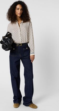 Gerard Darel Jean brut droit &agrave; boutons dor&eacute;s - CLEMA - Jeans