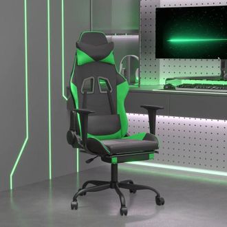 vidaXL Gaming-Stuhl mit Massage & Fu&szlig;st&uuml;tze Schwarz & Gr&uuml;n Kunstleder vidaXL