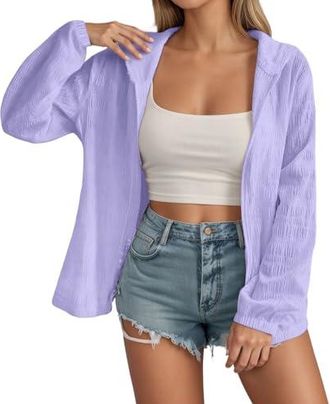 Generic Vestes pour femmes - Grande taille - Veste &agrave; capuche d&eacute;contract&eacute;e avec fermeture &eacute;clair - V&ecirc;tement dext&eacute;rieur l&eacute;ger pour le soleil - Pour un usage quo