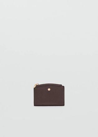 Mango Portefeuille rabat bouton chocolat - Femme - Taille unique - MANGO