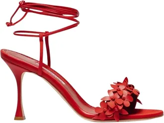 Manolo Blahnik Femme, Chaussures, Rouge, Taille: 38 1/2 EU Anista 90 Sandales