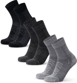 Danish Endurance Leichte Merino Wolle Wandersocken, Sommer Wollsocken, Unisex, f&uuml;r Herren & Damen, 3 & 5 Paar, 1 Hellgrau, 1 Dunkelgrau, 1 Schwarz, 43-47