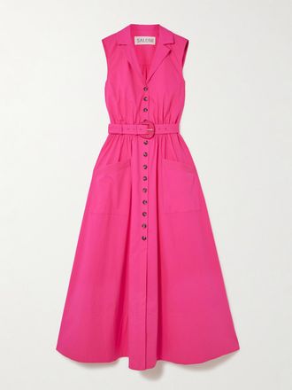 Saloni Kirat Midi-hemdblusenkleid Aus Einer Baumwollmischung Mit G&uuml;rtel - Pink