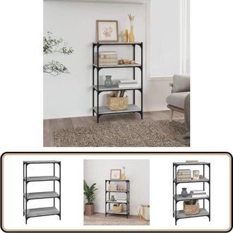 vidaXL Vidaxl - Bücherregal Grau Sonoma 60x33x100 cm Holzwerkstoff und Stahl - BucheRegal - Industrielles Deko - Regal Grau - Holzwerkstoff Regal - Metall