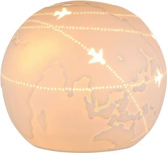 Gilde Tisch Leuchte Tischlampe Dekolampe Weltkugel - Porzellan- Dekoration in weiß D 18 cm
