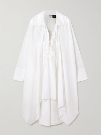 Loewe + Paulas Ibiza Midi-hemdblusenkleid Aus Popeline Aus Einer Baumwollmischung - Wei&szlig;