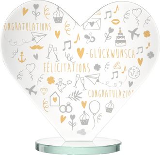 Leonardo Herzobjekt EMOZIONE 18,6 cm Glückwunsch, 022206, Glas, Mehrfarbig, 19 cm