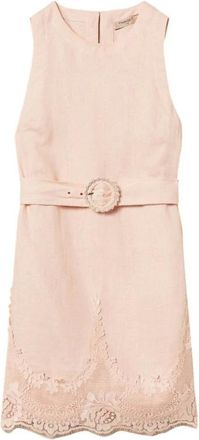 Twinset Femme, Robes, Rose, Taille: 40 FR Lace-trim Belted Dress