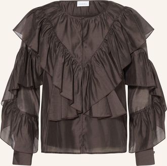 Comma Comma Blusenshirt Mit R&uuml;schen braun