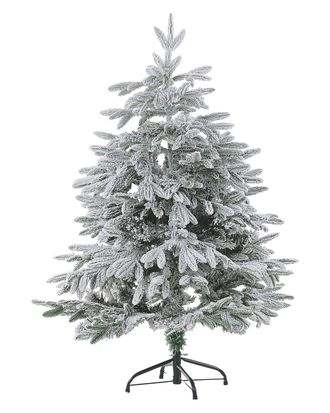Beliani K&uuml;nstlicher Weihnachtsbaum mit Schnee 120 cm schneebedeckt wei&szlig; Bassie
