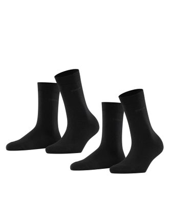 Esprit Damen Socken Basic Easy Multipack W So Baumwolle einfarbig 2 Paar, Schwarz Black 3000, 39-42