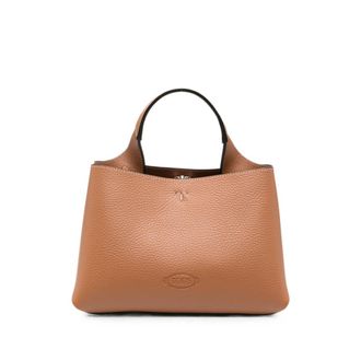 Tod's T-logo Grained Leather Tote Bag