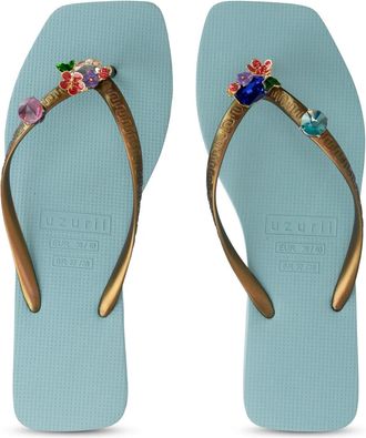 UZURII Slipper & Pantoletten - flip flop Flore Square - Gr. 35,5 (EU) - in Blau - f&uuml;r Damen