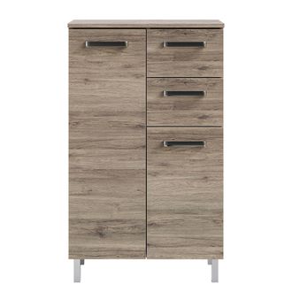 PELIPAL Badezimmerschrank Quickset 313 in Sanremo Eiche Terra quer Nachbildung, 60 cm breit | Unterschrank mit 2 T&uuml;ren, 2 Schubk&auml;sten und 1 Einlegeboden