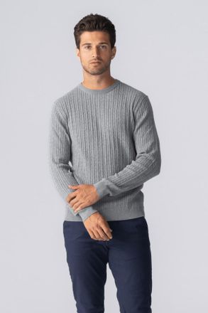 Perform Collection Pullover mit Zopfmuster - Graumeliert