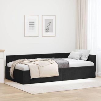 vidaXL Eckbettgestell Schwarz 80 x 200 cm Samt und engineered Holz vidaXL