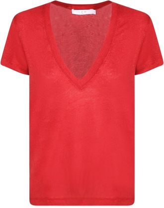 Iro Iro, Femme, Tops, Rouge, Taille: 42 FR T-shirt &agrave; col en V profond