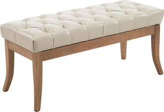 Clp Ancien banc en bois clair et session de type matelass&eacute; dans diff&eacute;rentes couleurs 100 cm colore : Cr&egrave;me