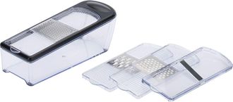 Westmark Turmreibe mit 3 Reibefl&auml;chen und Auffangbeh&auml;lter, H&ouml;he: 23,5 cm, Rostfreier Edelstahl/Kunststoff, Technicus-Trio, Silber/Schwarz/Transparent, 14332270