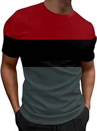 Generic T-shirt ray&eacute; ample pour homme Printemps et &eacute;t&eacute; Loisirs Sports Respirant Confortable Plage Vent Rayures Couleur T-shirt &agrave; manches courtes, Noir, 3XL