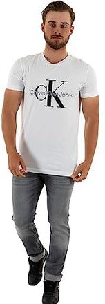 Calvin Klein Jeans T-Shirt Homme Manches Courtes Core Monologo Slim, Blanc (Bright White), XXL