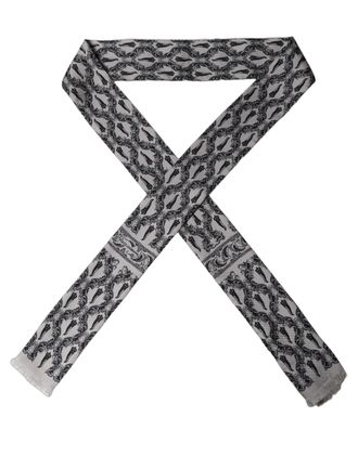 Dolce & Gabbana Baroque Silk Fringed Scarf - Gray