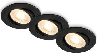 Briloner 3er Set LED Einbaustrahler 230V flach, schwenkbar, warmwei&szlig;es Licht, LED Spot, flach, Deckenspots, Spots 230V, Einbauleuchten, Einbauspots, 68mm Lochm