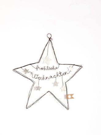 Good old Friends Gro&szlig;er Schmuckstern Fr&ouml;hliche Weihnachten - H&auml;ngender Stern aus Metall f&uuml;r die Wand oder T&uuml;r - Klassisch, Silber oder Gold, Weihnachten