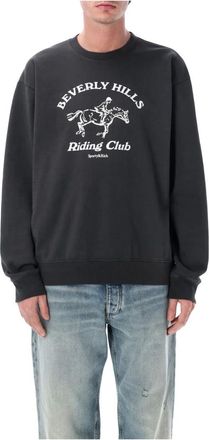 Sporty & Rich Homme, Sweatshirts et sweats &agrave; capuche, Noir, Taille: M BH Riding Club Crewneck
