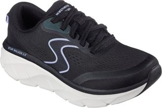 Skechers Femme DLux Walker 2.0 Active Pace Basket, Black Mesh/Synthetic/Lavender Trim, 39 EU