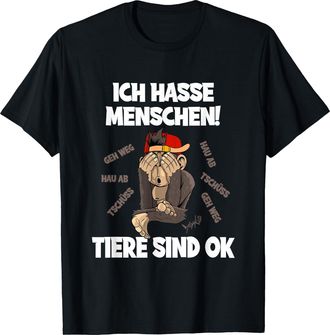 monkä Ich hasse Menschen - Tier sind OK Affe T-Shirt
